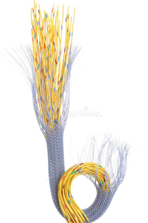 Yellow Electrical Wires with Cable Shield Stock Image - Image of ...