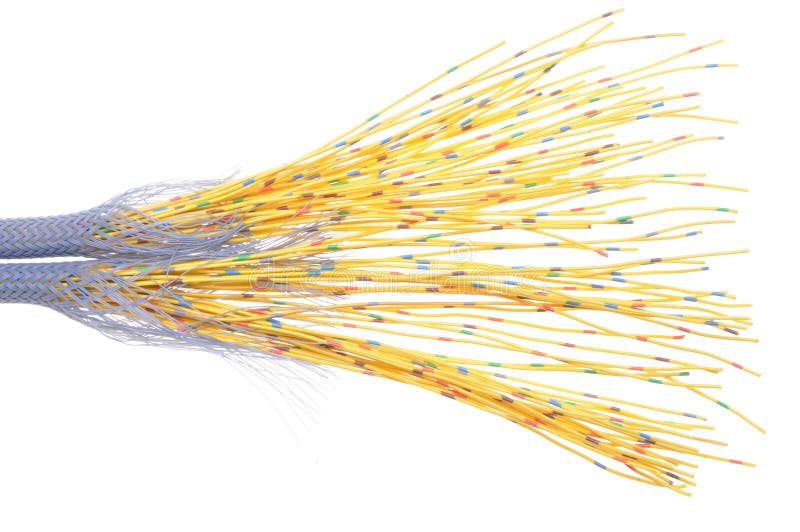 Yellow Electrical Wires with Cable Shield Stock Image - Image of ...