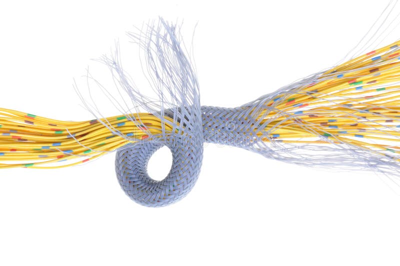 Yellow Electrical Wires with Cable Shield Stock Image - Image of ...