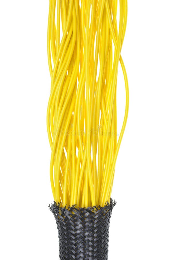 Yellow Electrical Wires with Cable Shield Stock Image - Image of ...