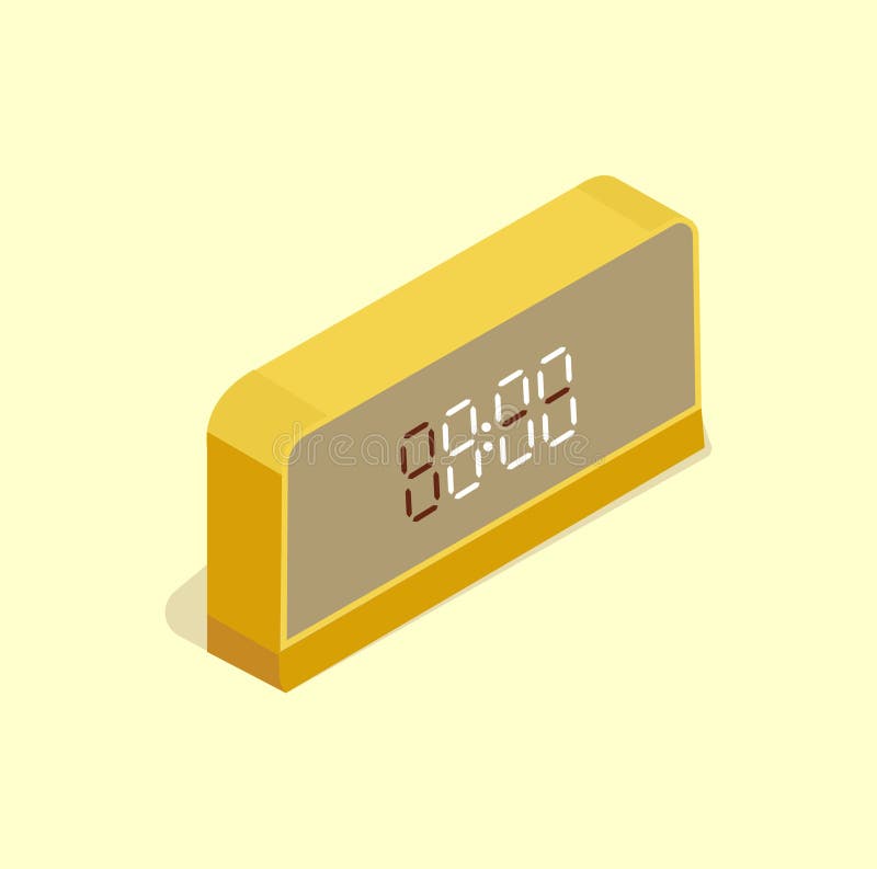 Yellow Electronic Alarm Clock. 8 am Stock Vector - Illustration of ...