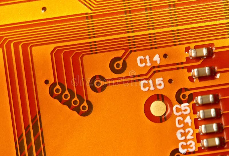 Yellow Electronic Circuit Board Stock Image - Image of computer ...