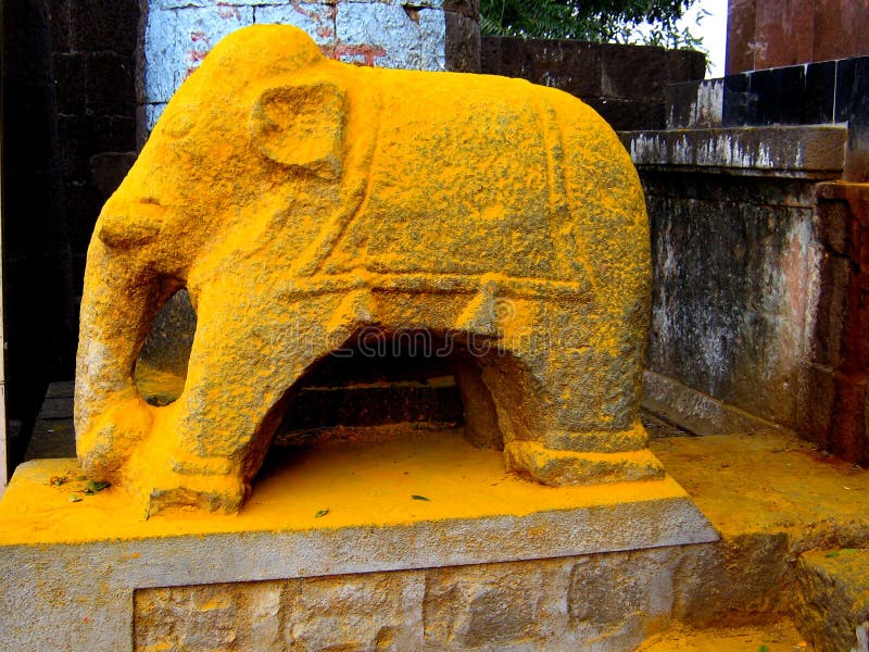 Yellow Elephant stock photo. Image of artistic, gods, architecture ...