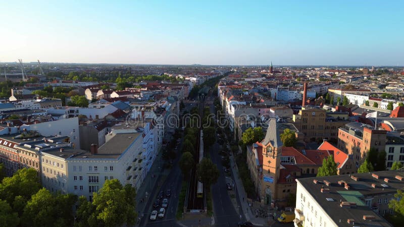 Elevated Train Running in Prenzlauer Berg. Lovely Aerial View Flight ...