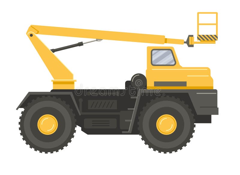 Yellow Elevated Work Platform Side View. Vector Flat Design Stock ...