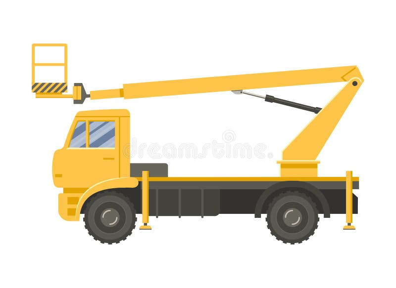 Yellow Elevated Work Platform Side View. Vector Flat Design Stock ...