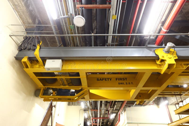 Yellow Elevator in Loading Bay To Load Heavy Machine Inside Building ...