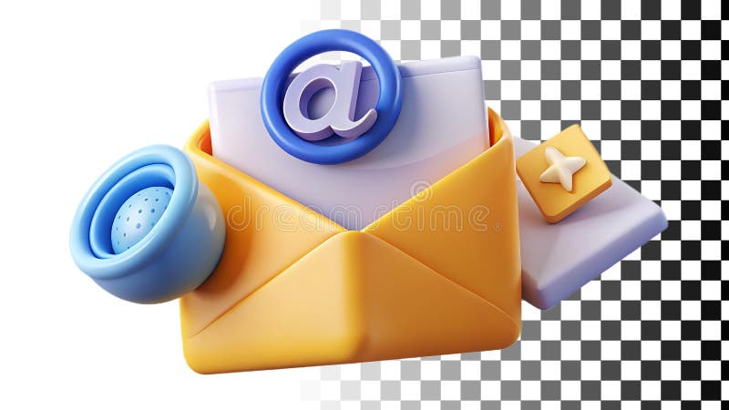 Yellow Email Envelope with @ Symbol, Digital Communication and Message ...