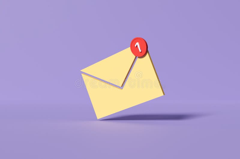 Yellow Email Icon Showing One Unread Message Notification on Purple ...