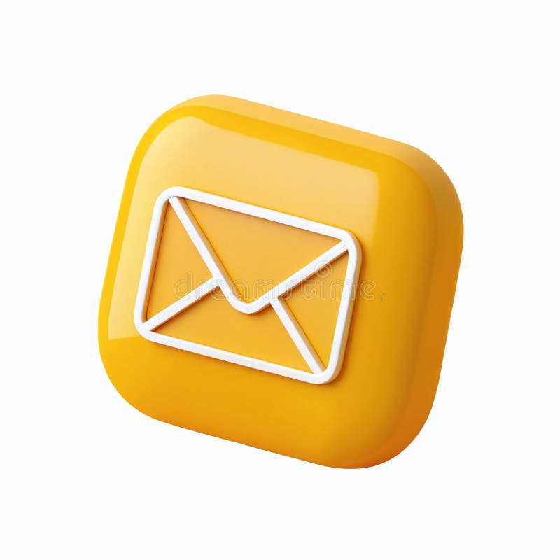 Yellow Email with White Envelope Design on Transparent Background for ...