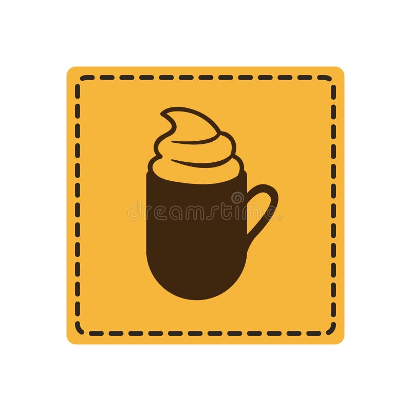 Yellow Emblem Cuppa Coffee with Cream Icon Stock Illustration ...