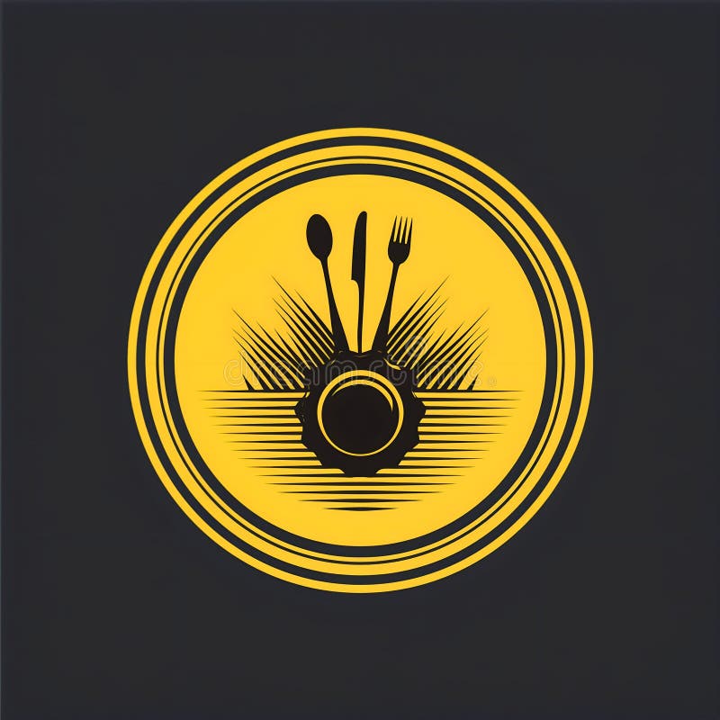 Yellow Emblem Restaurant Logo Stock Illustration - Illustration of chic ...