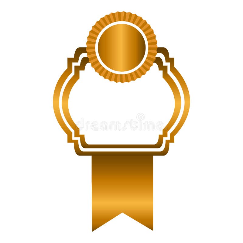 Yellow Emblem with Ribbon Decoration Icon Stock Illustration ...