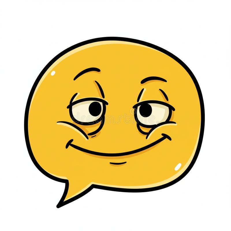 Yellow Emoji with a Speech Bubble Shape and a Mischievous Expression ...