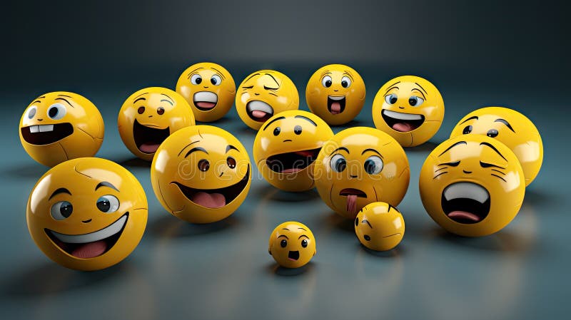 Yellow Emoticons with Different Expressions and in Different Sizes ...