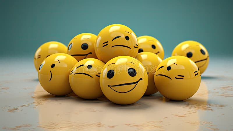 Yellow Emoticons with Different Expressions and in Different Sizes ...