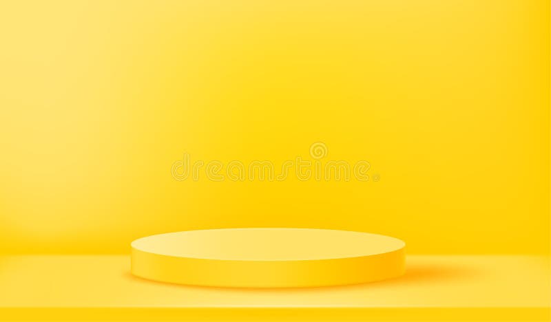 Yellow Empty Illuminated Room with Circle Platform Stock Vector ...