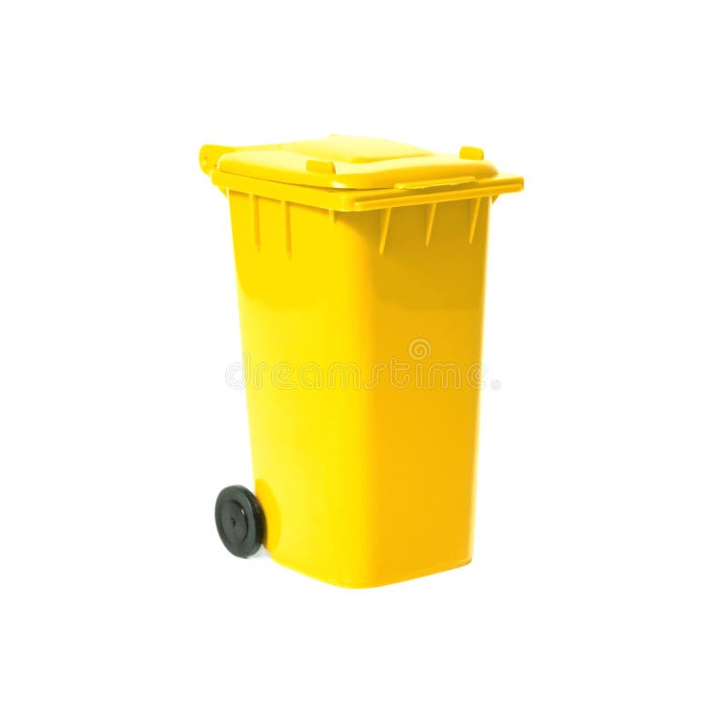 Yellow Recycle Bin Isolated on White Stock Image - Image of background ...