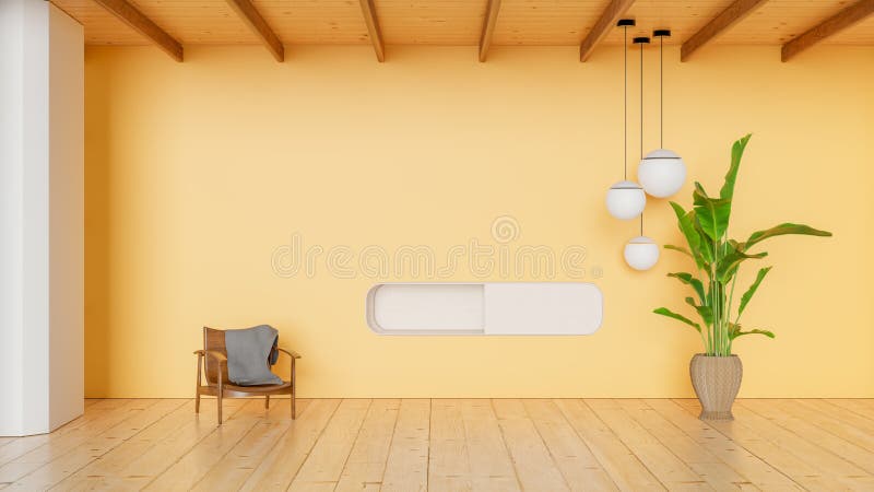 Yellow Empty Room Mock Up Design Stock Illustration - Illustration of ...