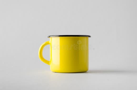 Yellow Enamel Mug Mock-Up stock image. Image of yellow - 190139197