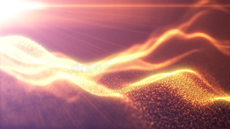 Yellow Energy Glowing Magic Waves from Particles of Lines with Light ...