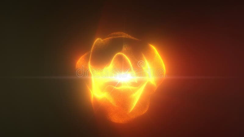 Yellow Energy Magic Sphere Round High-tech Digital Ball Core of Light ...