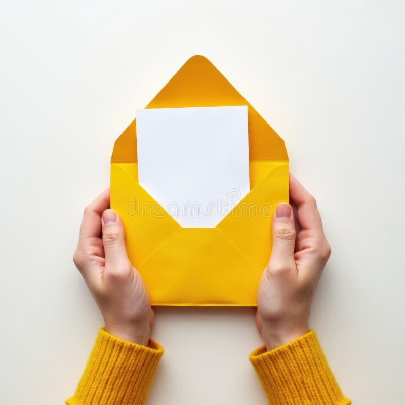Yellow Envelope with Blank Letter Generative AI Stock Illustration ...