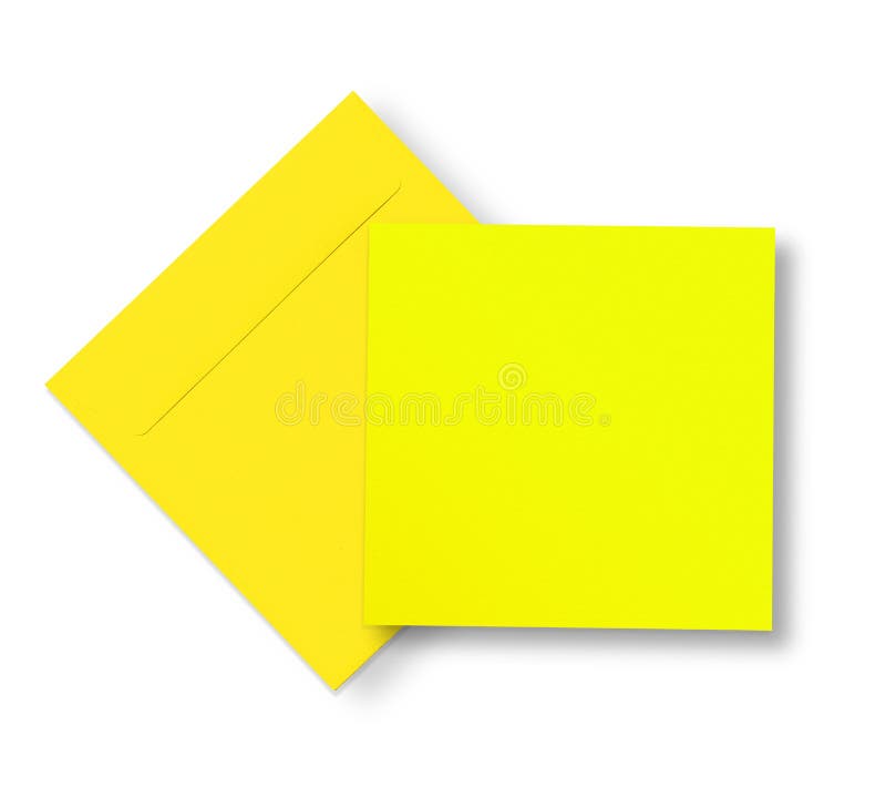 Yellow Envelope and Card on White Stock Photo - Image of correspondence ...