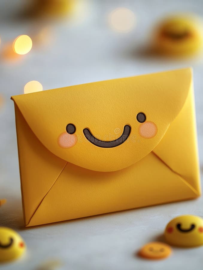 Yellow Envelope Cheerful Cartoon Smiley Face Stock Photos - Free ...