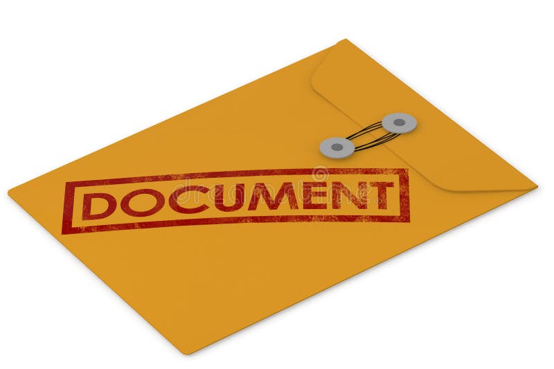 Yellow Envelope with Document Word Stock Illustration - Illustration of ...