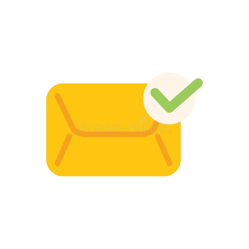 Yellow Envelope with Green Check Mark Showing Validation Stock ...