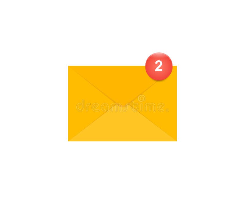 Yellow Envelope Icon with Notification. App Icon Design. Vector ...