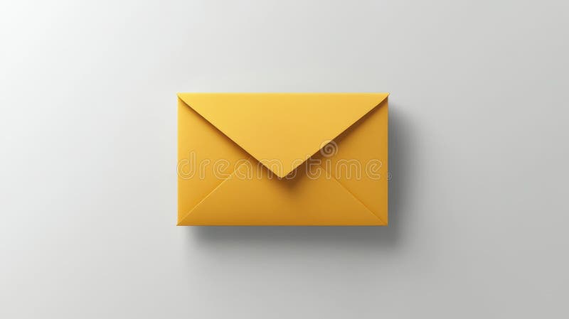 Yellow Envelope Placed on a Solid White Background with Soft Shadows ...