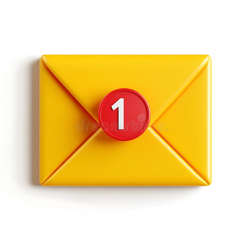 Yellow Envelope with a Red Notification Icon and Number Stock ...