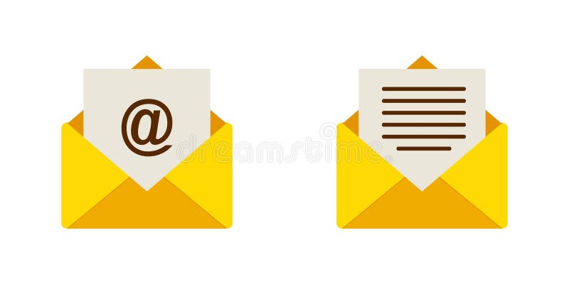 Yellow Envelopes with Email Symbols and Text Indicating Digital ...