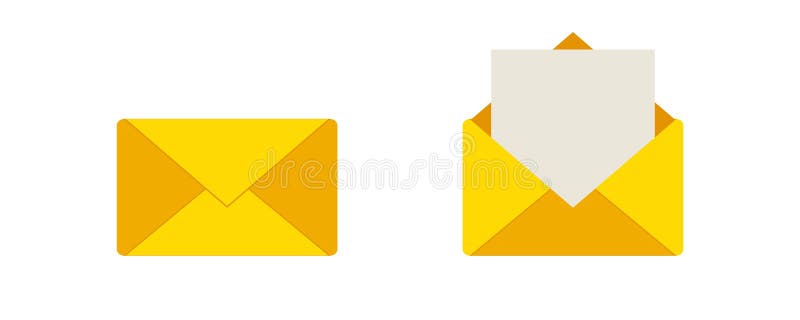 Yellow Envelopes with One Open Showing a White Letter Inside Stock ...