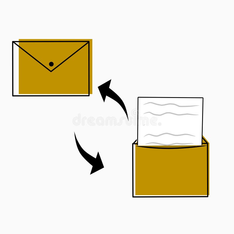 Yellow Envelopes Showing Email Transfer from One Folder To Another ...