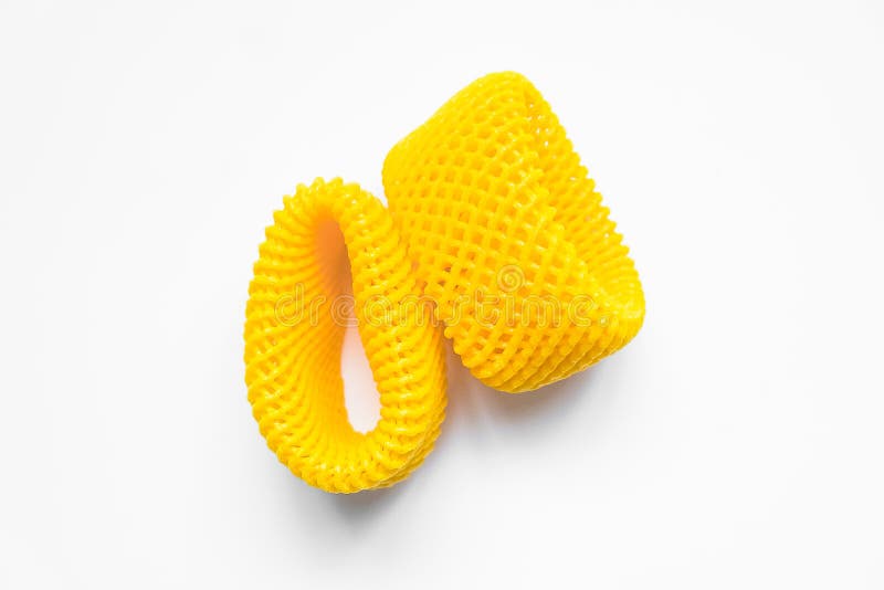 Yellow EPE Fruit Nets Close-up Isolated. Expanded Polyethylene Foam ...