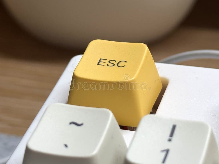 Yellow Esc Button at Close Range on Mechanical Keyboard for Programmer ...