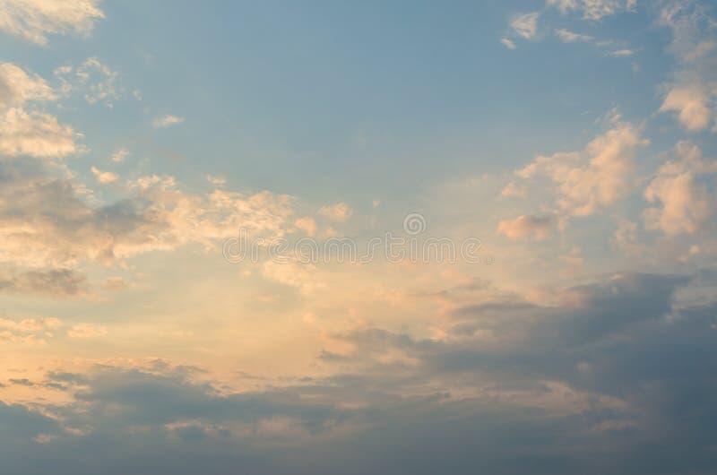 Yellow Evening Sunset in the Sky with Clouds Stock Photo - Image of ...