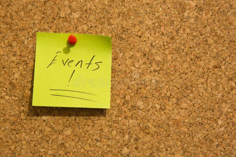 Yellow events sticky note stock photo. Image of details - 64820340