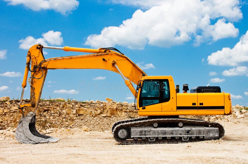 Yellow Excavator stock photo. Image of build, digs, borrow - 14939350