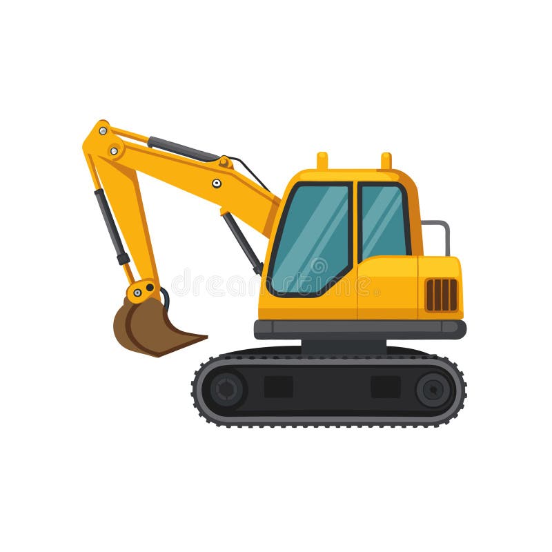 Yellow Excavator Cartoon Illustration Construction Vehicle Engineering ...