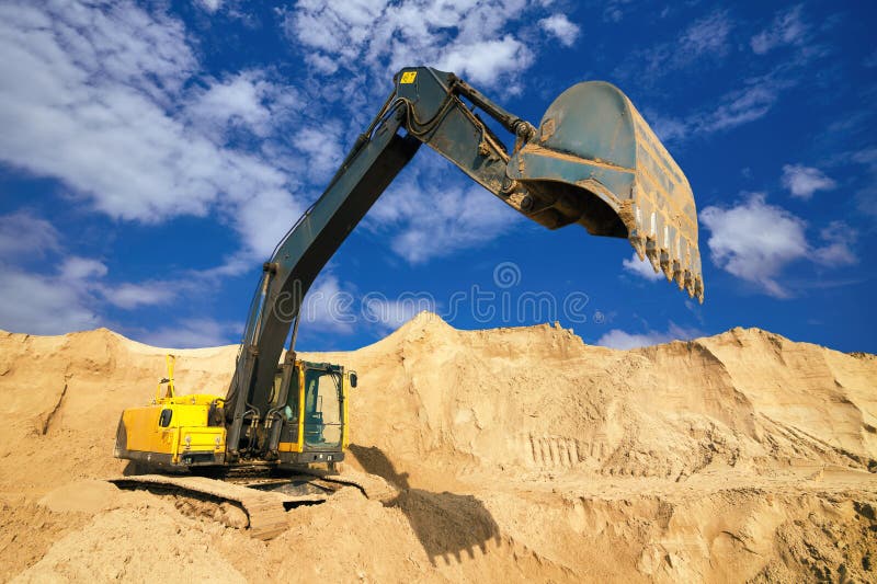 Yellow Excavator at Construction Site Stock Photo - Image of vehicle ...