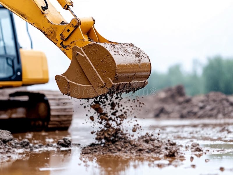 Construction Machinery Digging Ground Stock Illustration - Illustration ...