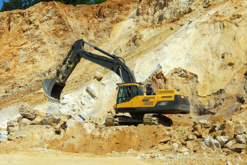 Yellow excavator, dredge stock photo. Image of excavation - 33115764