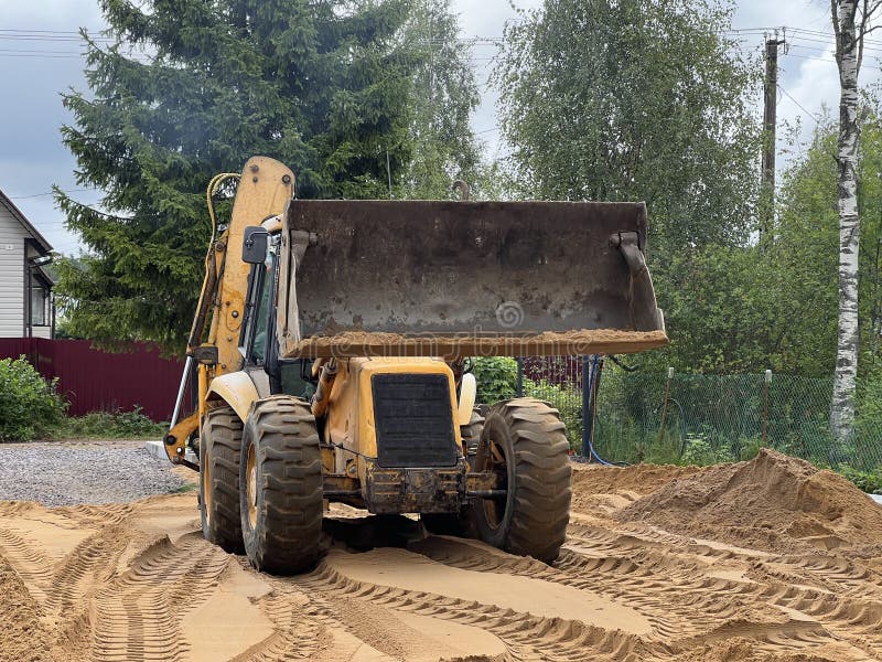 Yellow Excavator on Construction Site Stock Photo - Image of earth ...