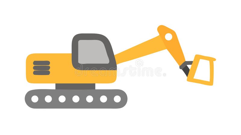 Yellow Excavator Icon Flat Vector Construction Dig, Vector Design ...