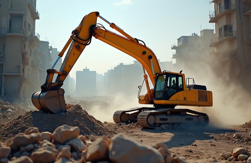 Excavator Loader Machine during Earthmoving Works Outdoors at ...