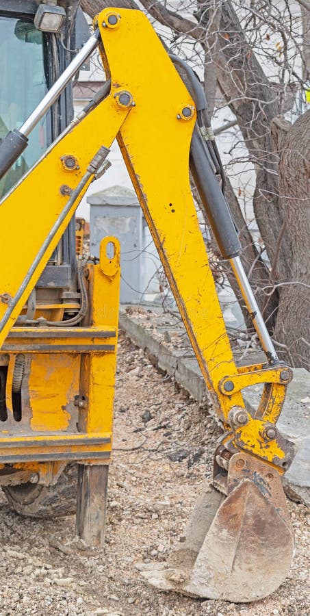 Yellow excavator machines stock photo. Image of excavator - 239909498